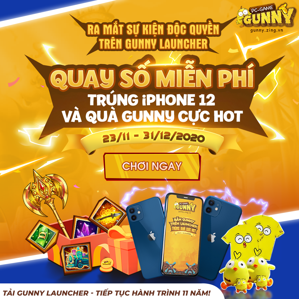 QUAY SỐ MIỄN PHÍ TRÚNG IPHONE 12 | SỰ KIỆN ĐỘC QUYỀN GUNNY LAUNCHER