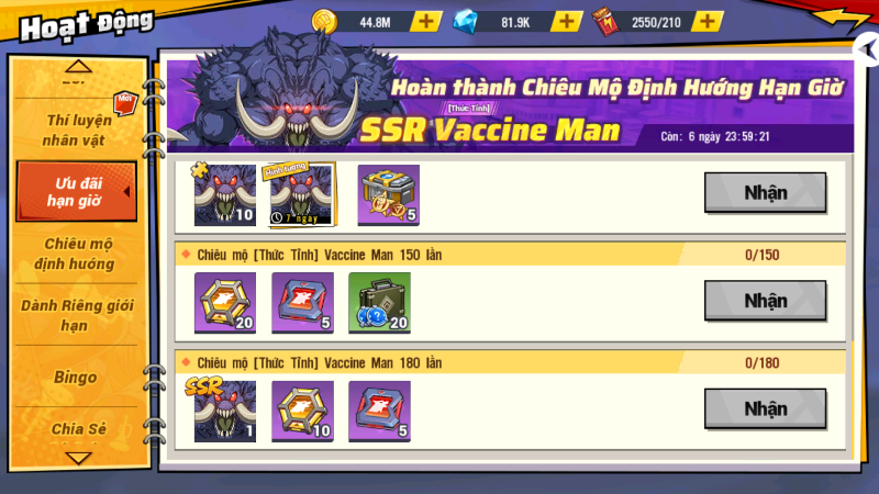 Chiêu mộ định hướng [Thức Tỉnh] Vaccine Man (25/01):Game mobile bản ...