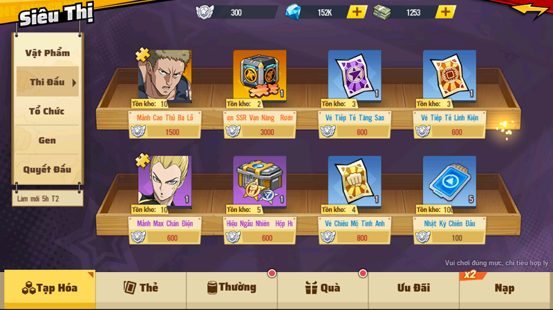 Tổng hợp các loại SHOP ingame:Game mobile bản quyền Anime One Punch Man ...